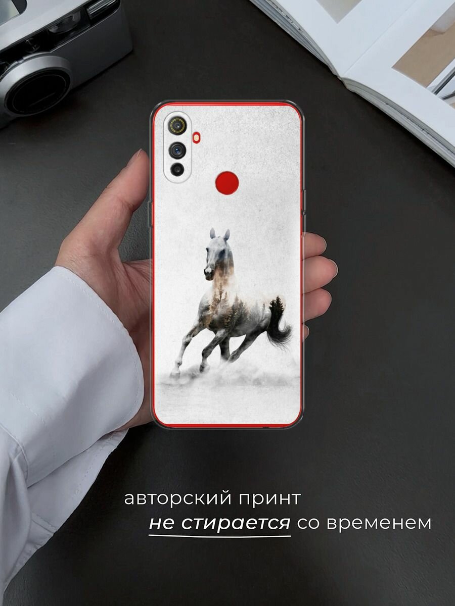 Силиконовый чехол на Realme C3 / Реалми C3 с принтом "Лошадь лес" — фото 1