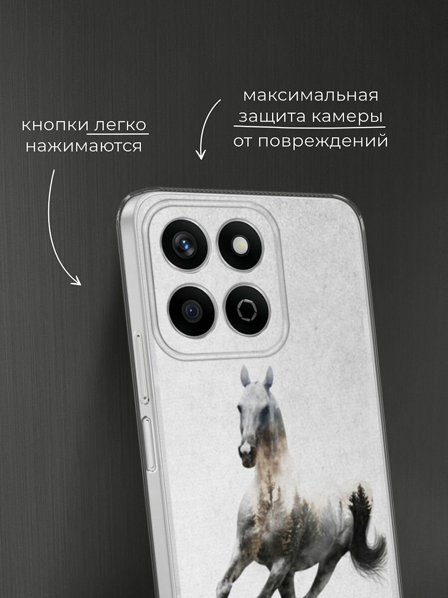 Силиконовый чехол на Honor X7c / Хонор X7c с принтом "Лошадь лес" — фото 1
