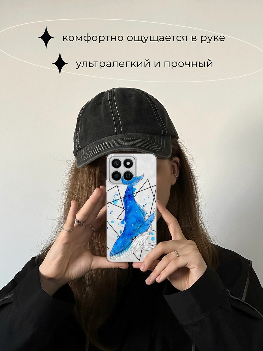 Чехол на Honor X7c / Хонор X7c с принтом "Кит графика", прозрачный — фото 1