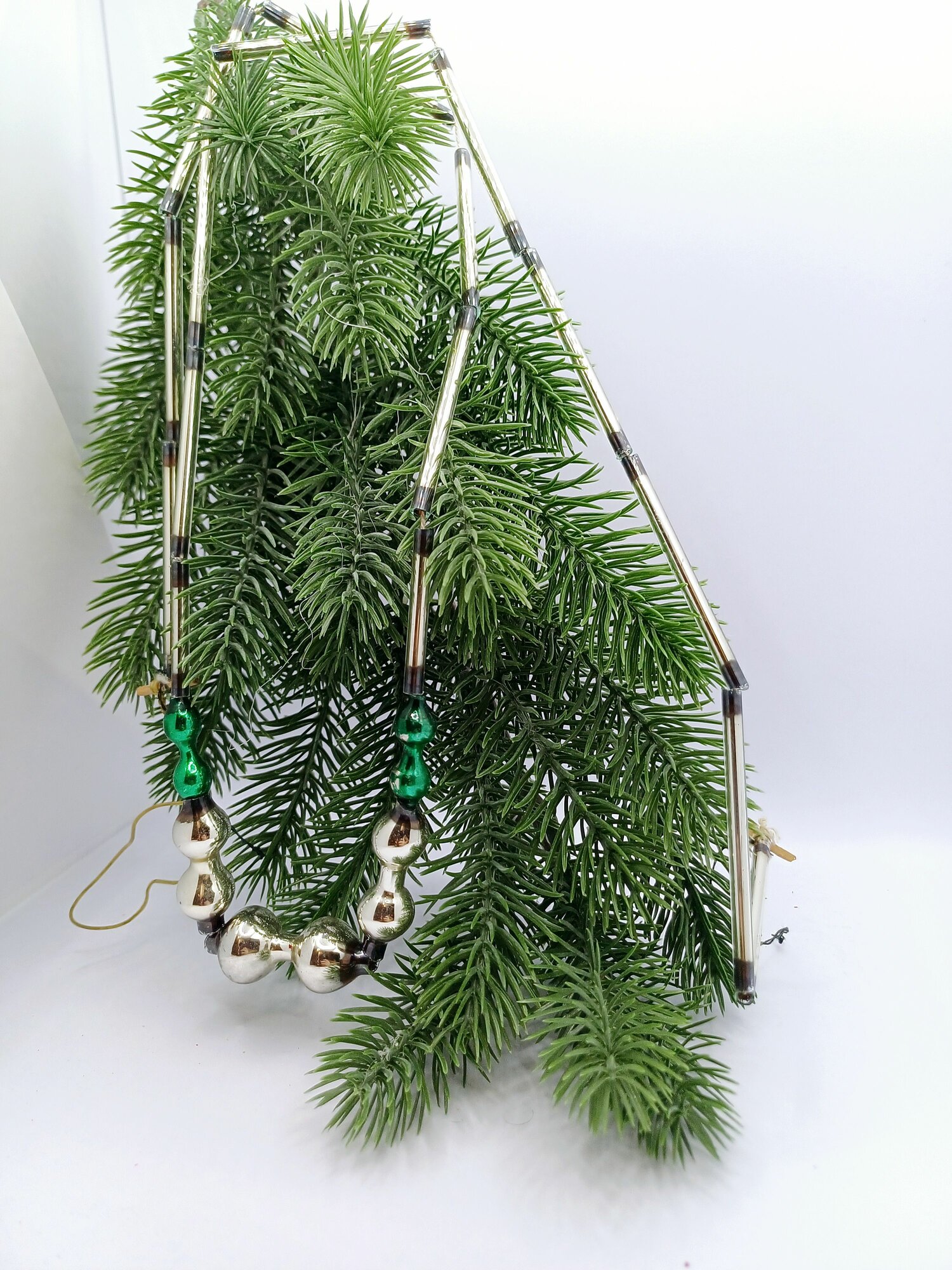 Елочные бусы из стекляруса винтажные, стекло, украшения на елку СССР