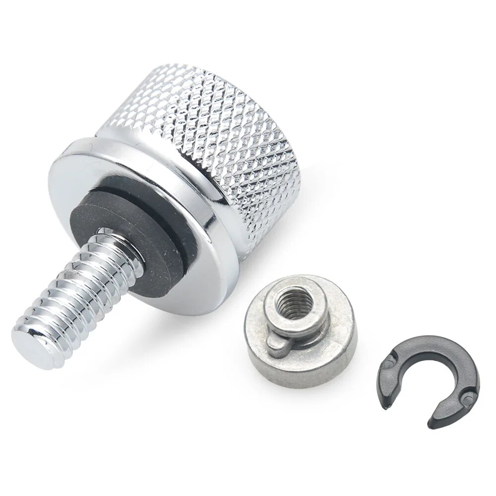 Хромированный алюминиевый болт сиденья мотоцикла, гайка, крышка Серебряный, Chrome Bolt and Nut