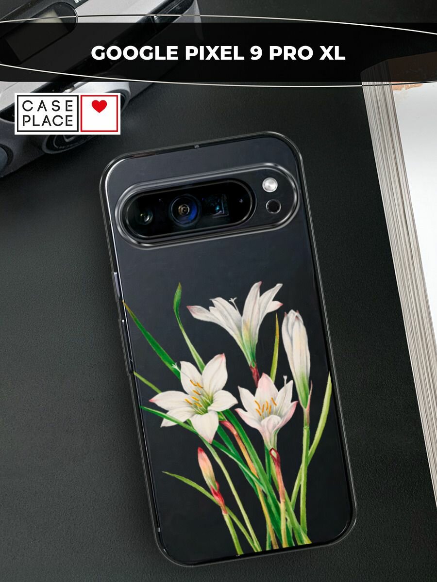 Чехол на Google Pixel 9 Pro XL / Гугл Пиксель 9 Про XL с принтом "White lily", прозрачный
