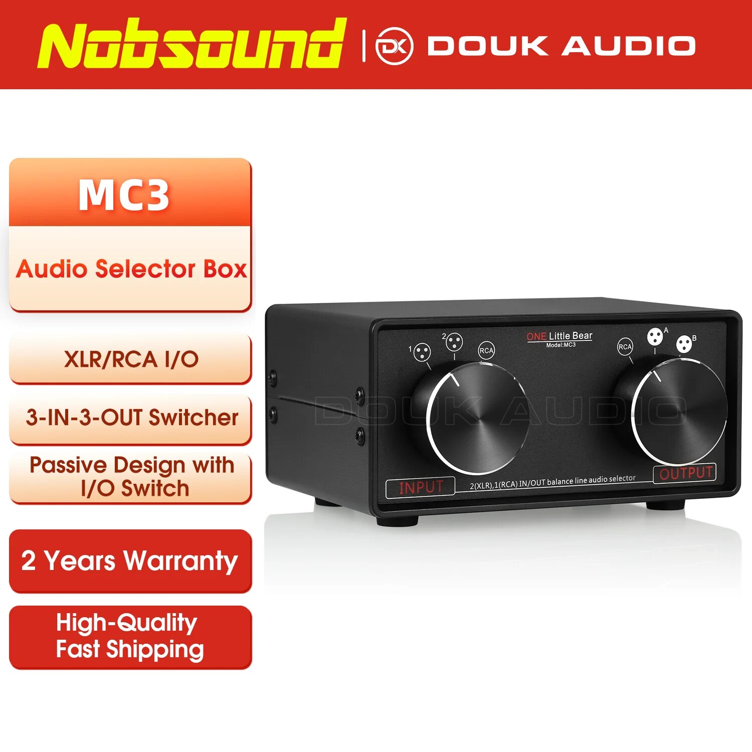 Nobsound 3-IN-3-OUT XLR/RCA Аудиоселектор