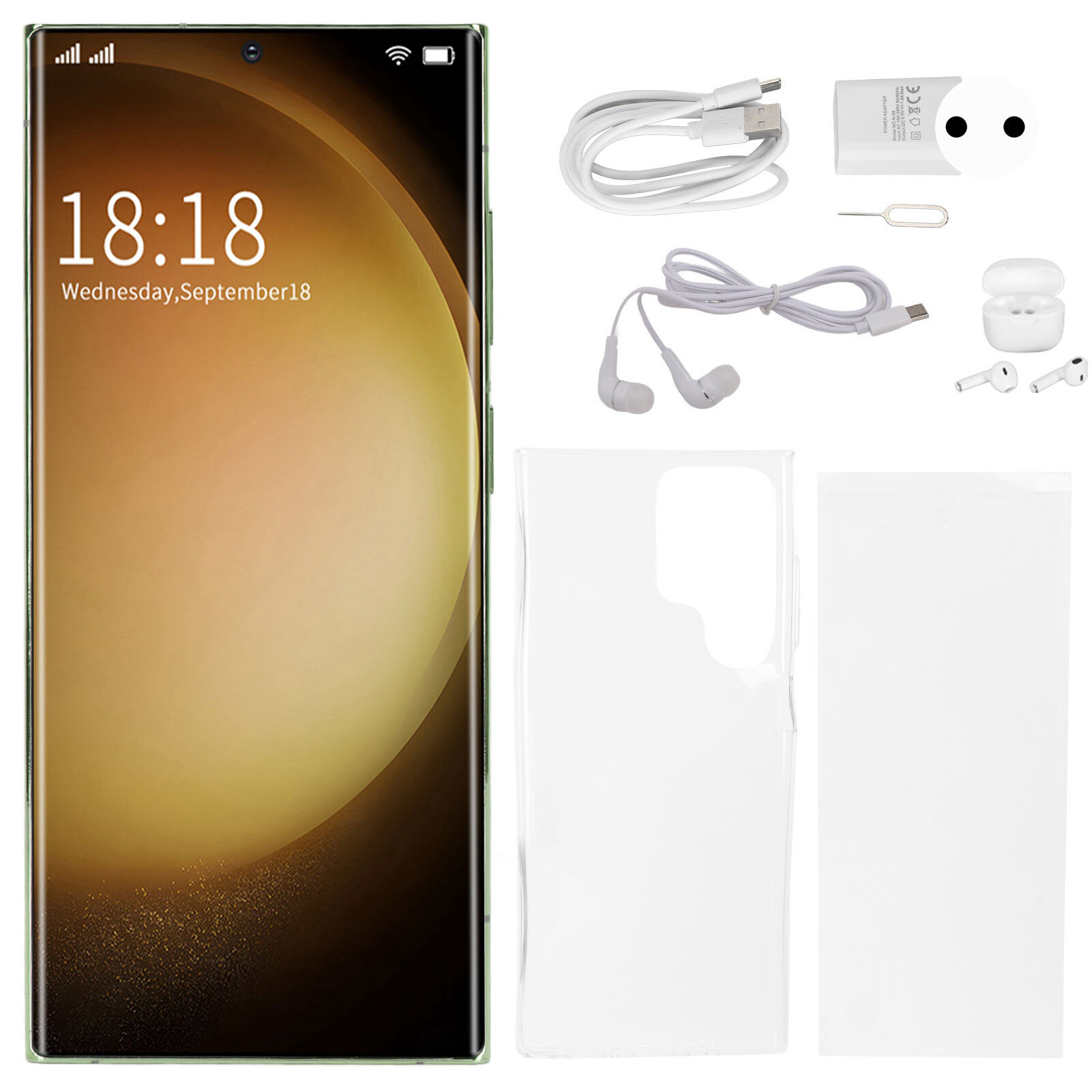 6,8 -дюймовый сотовый телефон с Bluetooth -гарнитурой 8MP 24MP 9000MAH Octa Core CPU CPU 100–240 В двойной двойной резервный резервный мобильный телефон для Android 13 EU Green