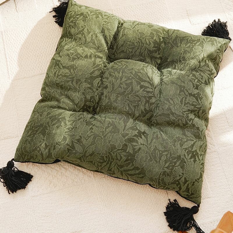 Подушка для сидения с эффектом памяти, 45x45x8 см, для татами, эркера, с кисточками (премиум, противоскользящая)