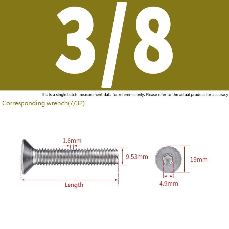 Винты UNC 304 из нержавеющей стали 3I8-16(1pcs), 3/4"