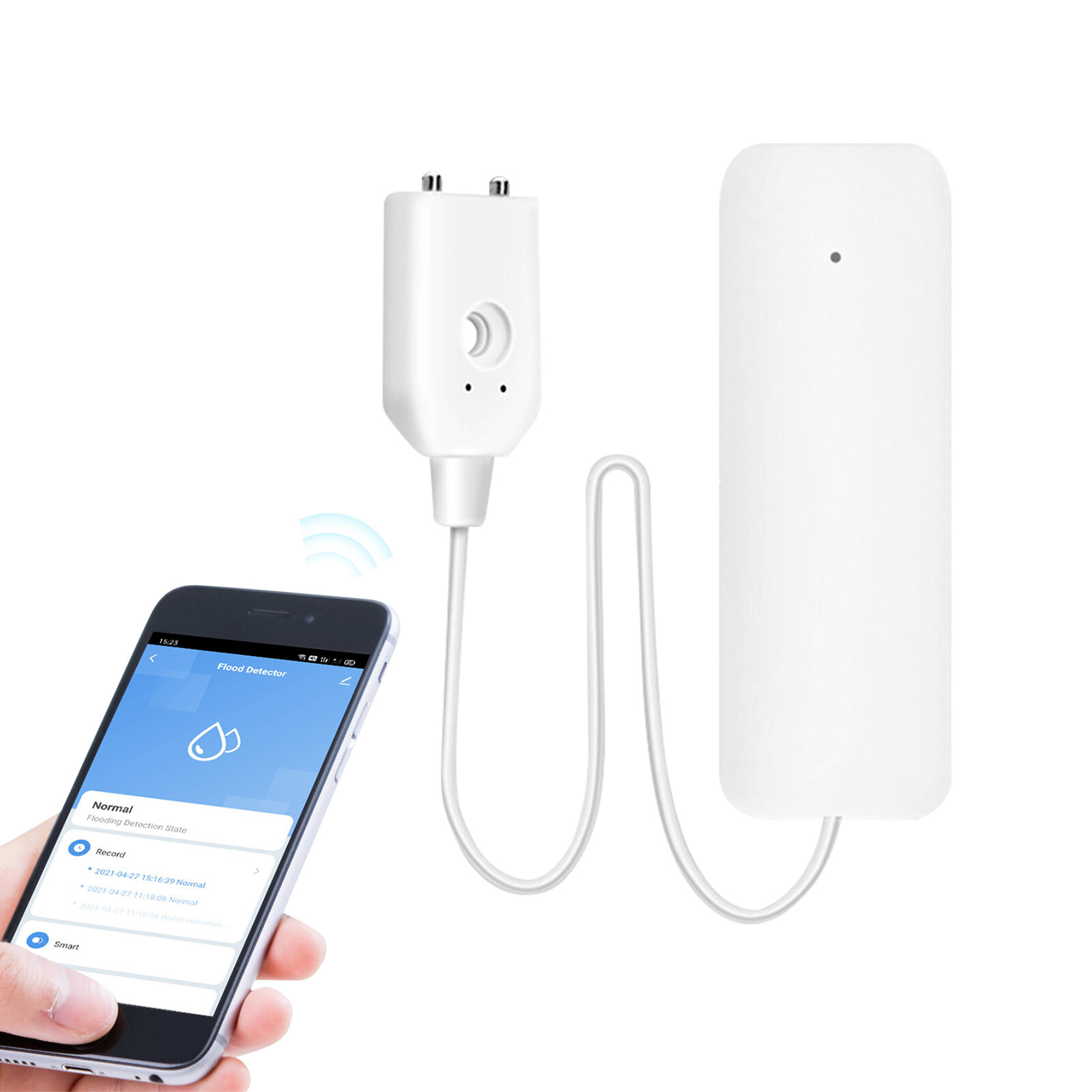 Детектор утечки воды ZigBee Умный датчик воды Управление через приложение Исторические данные Мониторинг наводнения Система водяного уровня оповещения Цвет: Белый Материал: ABS Технология беспроводной связи: ZigBee 802.15.4 Wi-Fi: 2.4GHz, 802.11 b/ g/ n