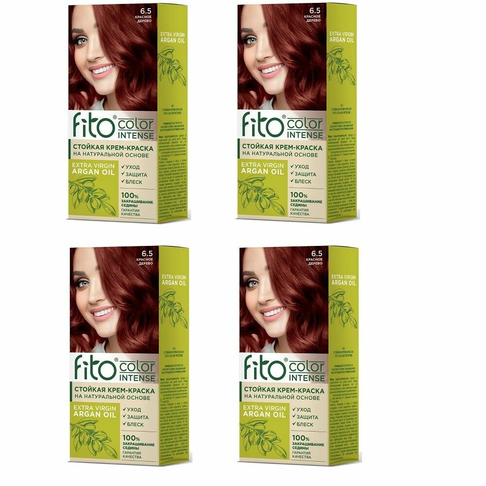 Краска для волос Fito color intense, тон 6.5 Красное дерево, 115мл, 4шт