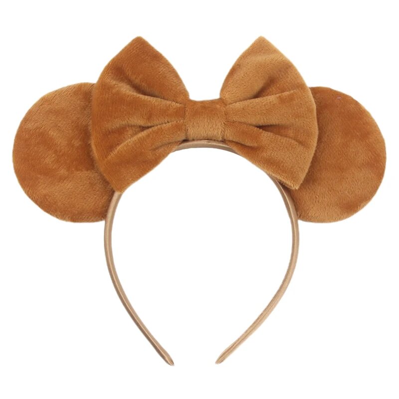 Плюшевые бархатные повязки на голову с ушками Микки Мауса для девочек, 3,3 дюйма, Мягкая повязка для волос с бантом для рождественской вечеринки, косплея, Детские аксессуары для волос «сделай сам»