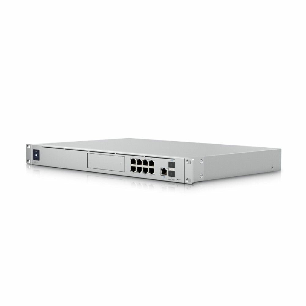 Ubiquiti Роутер Маршрутизатор, 8 GbE RJ45 LAN ports 2 PoE+, 6 PoE, 1 10G SFP+,1 2.5 GbE RJ45 WAN ports, 1 3.5" NVR HDD Слот