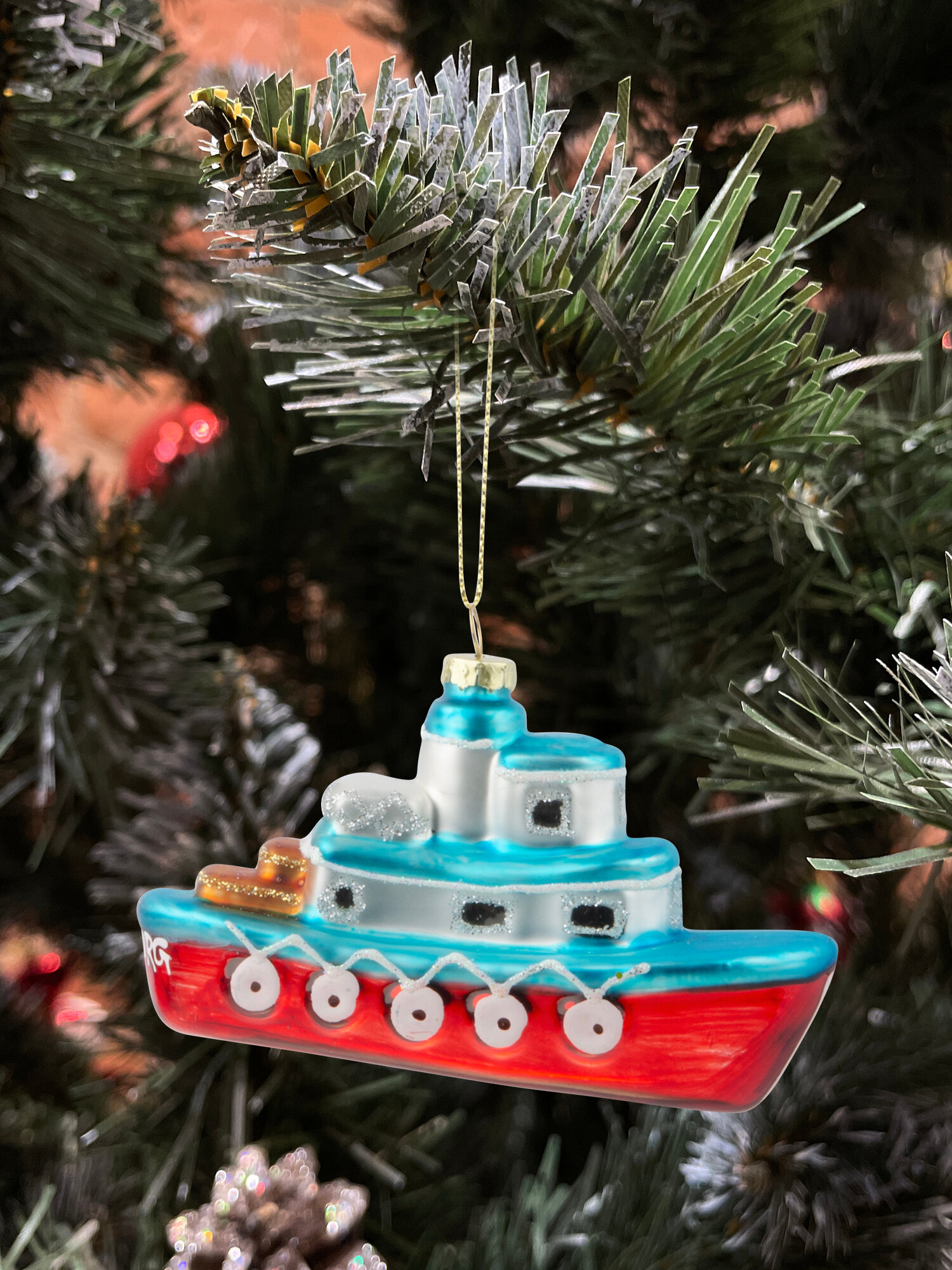 Стеклянные новогодние елочные игрушки "UltraMarin" 223-LN "Пароход"