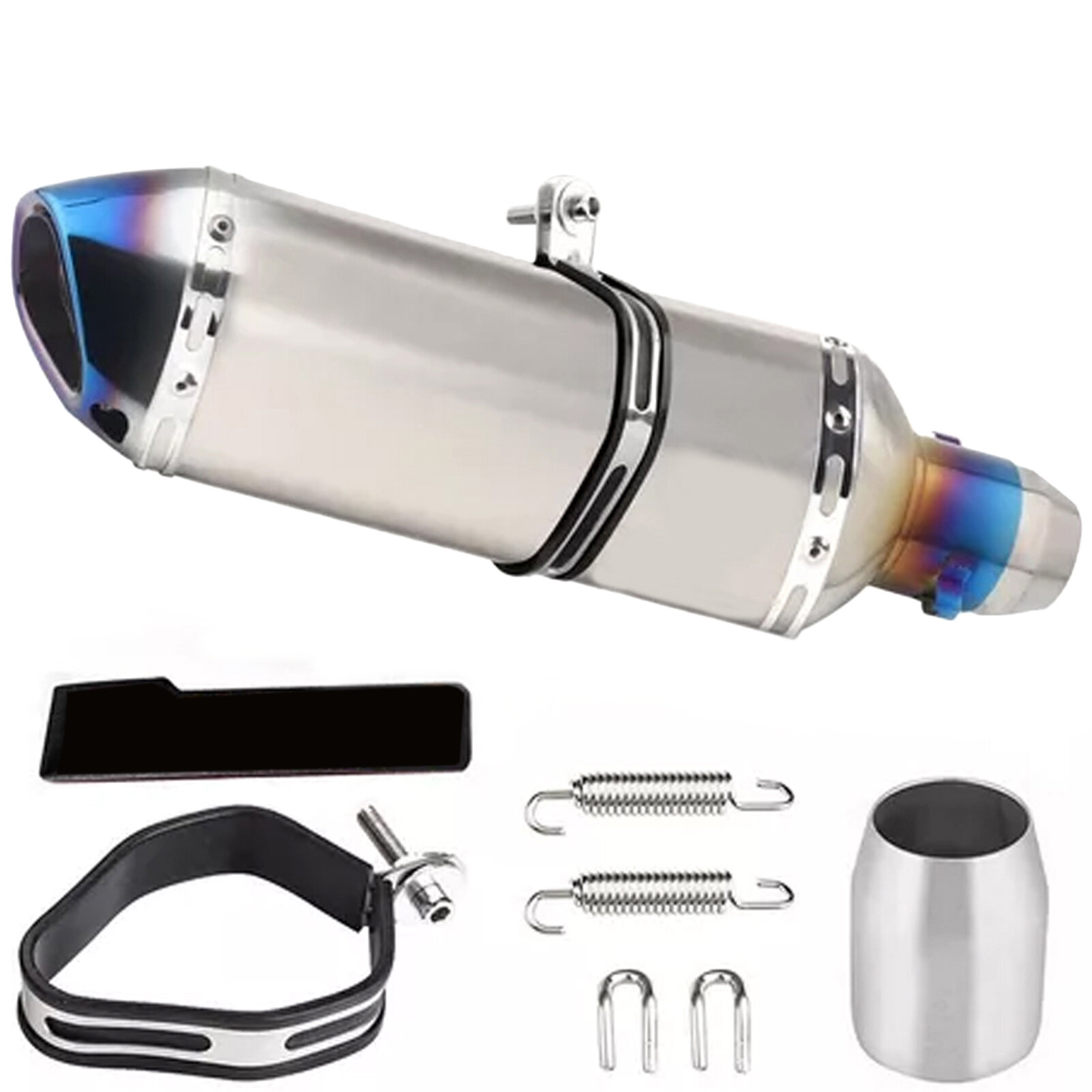 Глушитель для мотоцикла 38-51 мм, нержавеющая сталь, спортивный