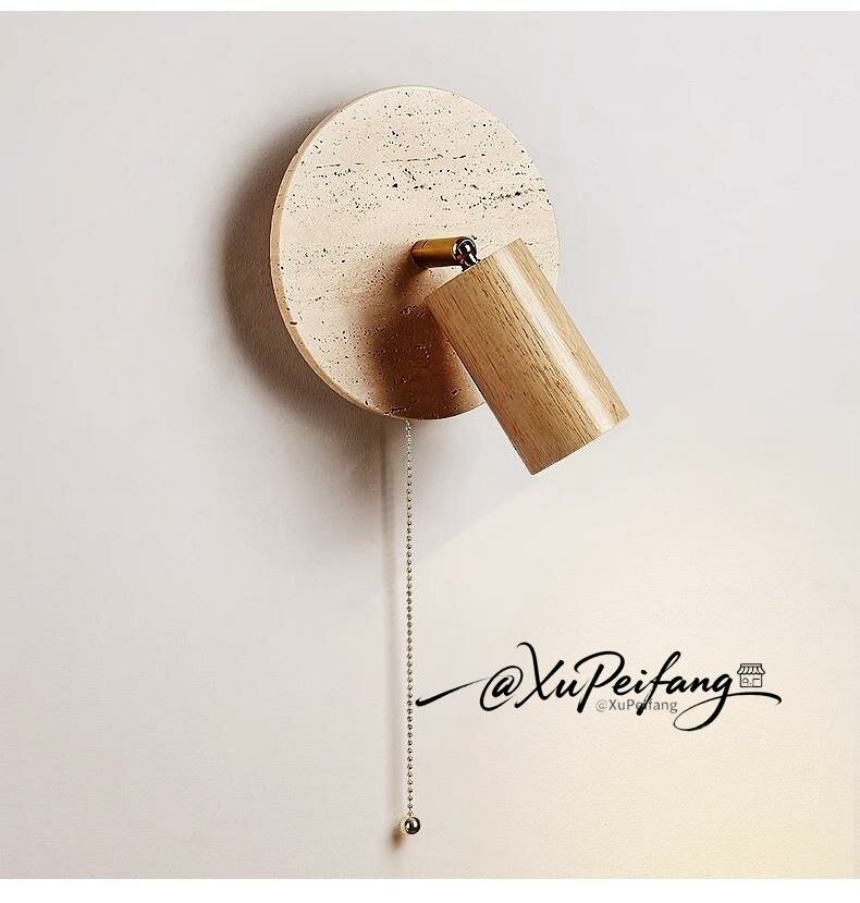 Настенный светильник для спальни из желтого травертина с поворотным выключателем