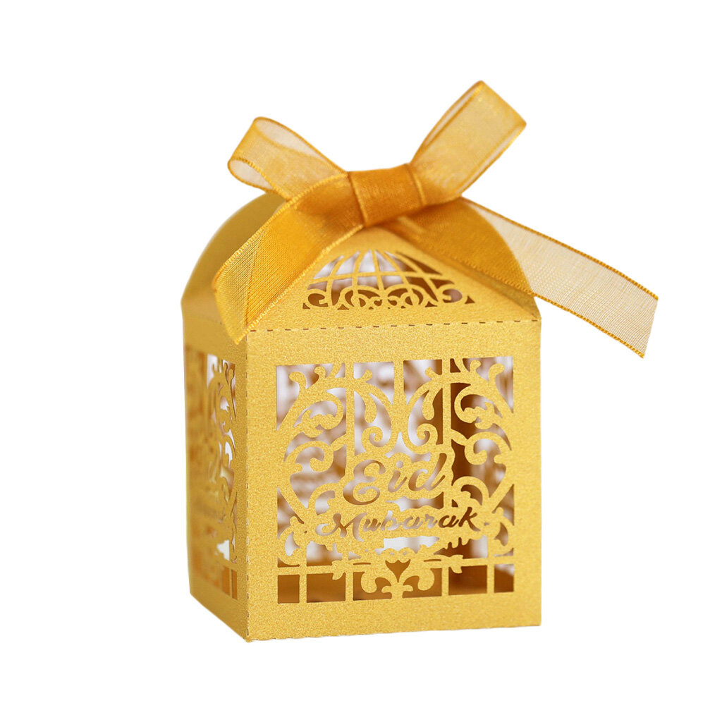 100 шт Украшение для Рамадана Mubarak Бумажные полые коробки для конфет Исламские Мусульманские
