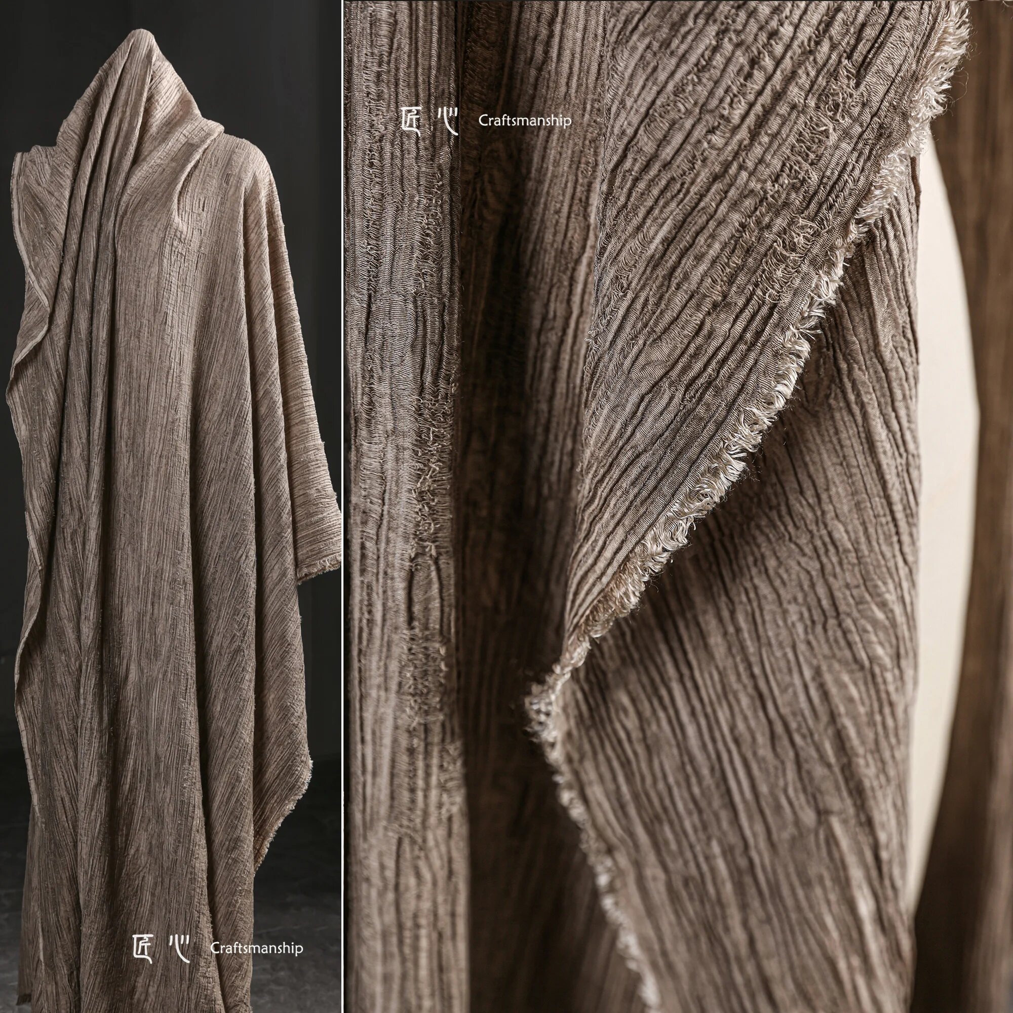 Линейная текстура полиэстер хлопок ткань для пошива 126х50см 2 tan