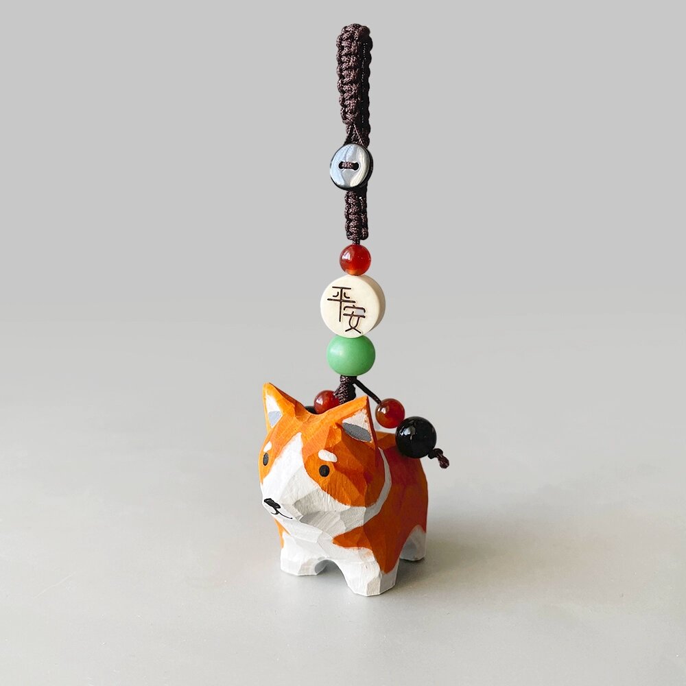 Ручная резьба по дереву, милый брелок с собакой корги, тканый брелок для ключей, школьная сумка, подвеска для ключей от