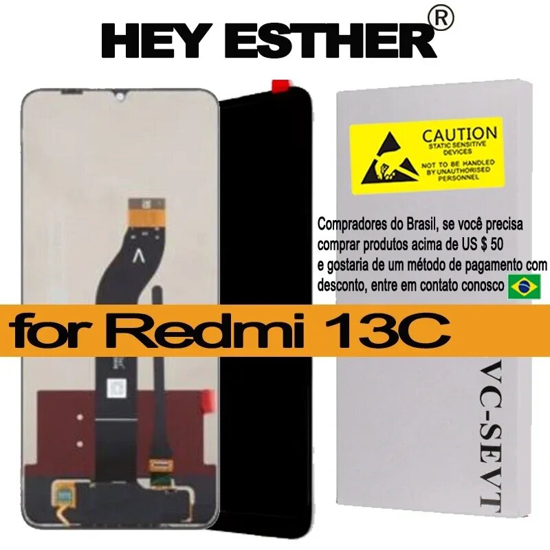 6,74 'оригинальный ЖК-дисплей для Xiaomi Redmi 13C 23100RN82L, сенсорная панель в Black With Frame