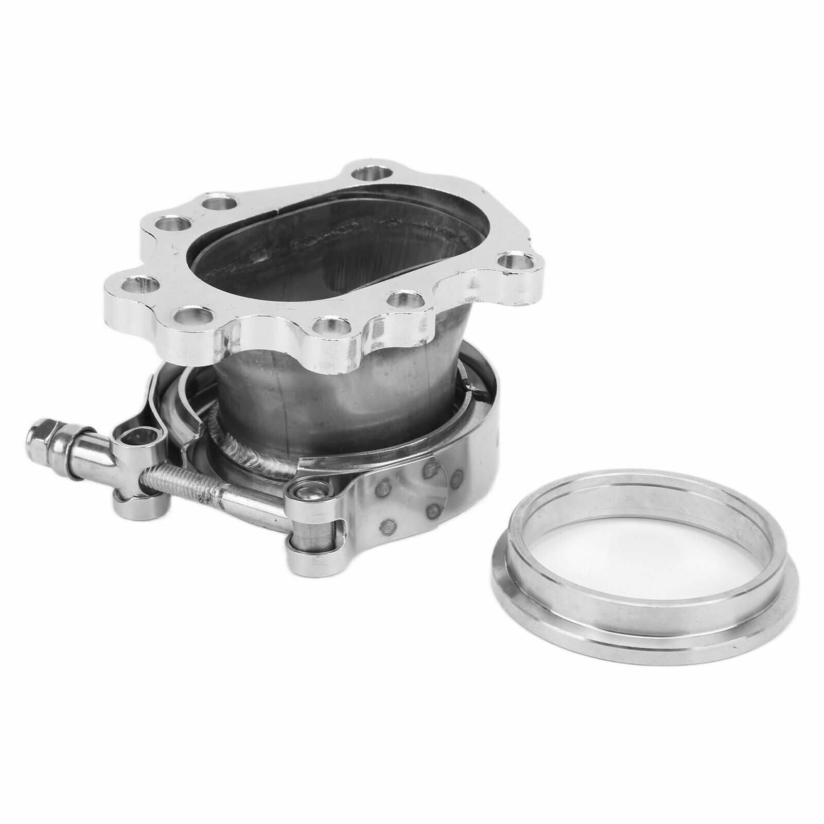 Фланец турбо-даунпайпа с 8 болтами, нержавеющая сталь, 2,5 дюйма, V-образный переходник для T25 T28 GT25 GT28