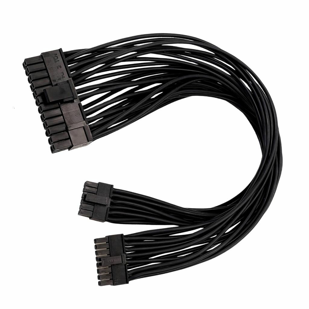 850G 24Pin(16p+12p) Гибкий кабель питания для компьютера, легкий в установке, - Черный 24PIN 0.2м