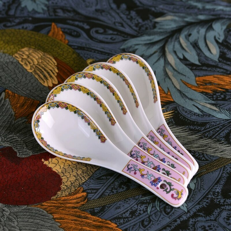 Бытовая керамическая маленькая ложка, посуда, маленькая ложка для супа, ложка для каши, цвет эмали, настольная ложка,