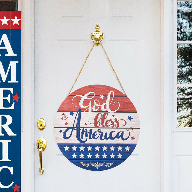 Декоративная табличка independence day welcome sign с красочными американскими буквами для дверей