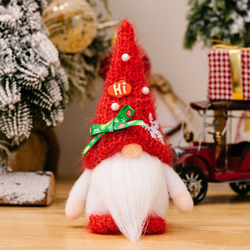 Праздничные фигурки гномов и Санта-Клауса, цветные плюшевые куклы для новогоднего настроения, красные.