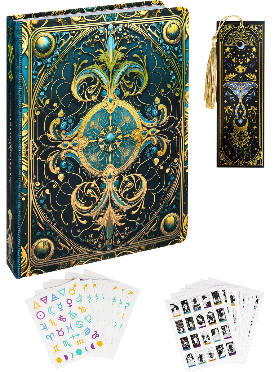 Записная книга Таролога Премиум128л хол. фол, софт-тач, выб. УФ-лак(закл. с тисн, стик.16л) зел З128-2546