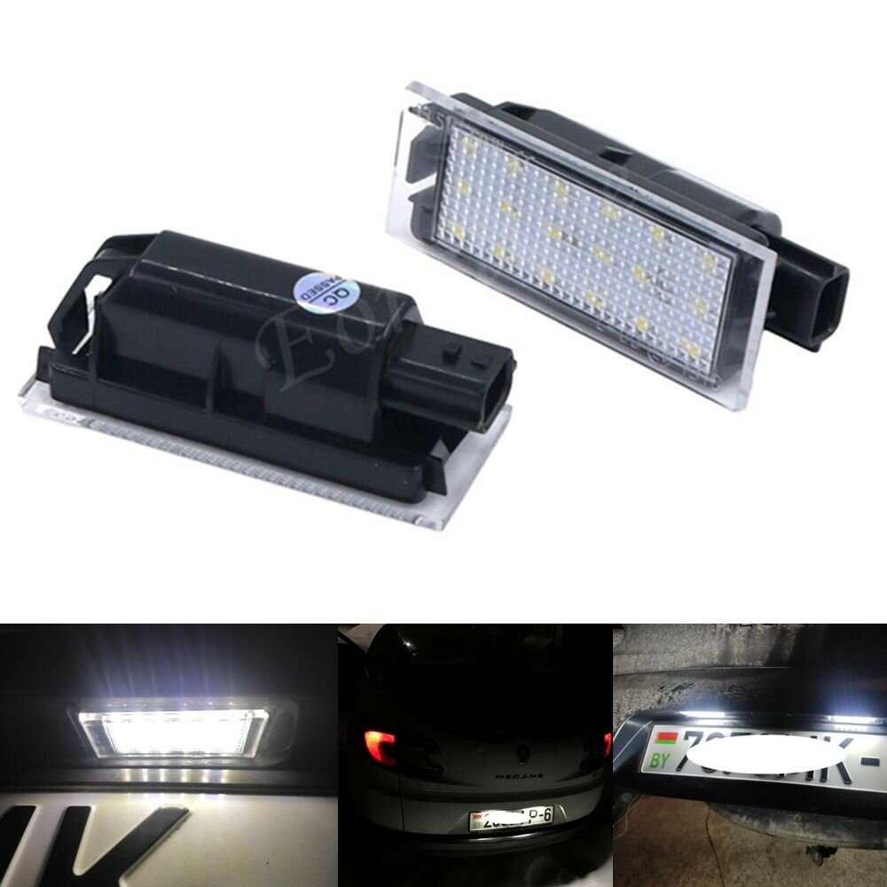 Светодиодный фонарь подсветки номерного знака 12В для Renault Megane II/III, Clio III, Laguna II/III, Twingo, Master, Vel Satis и Opel Movano