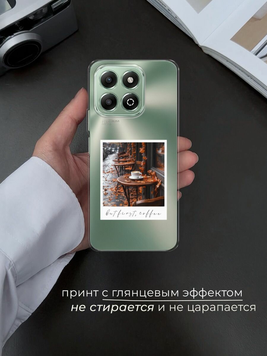 Силиконовый чехол на Honor X6b / Хонор X6b с принтом Осень и кофе — фото 1