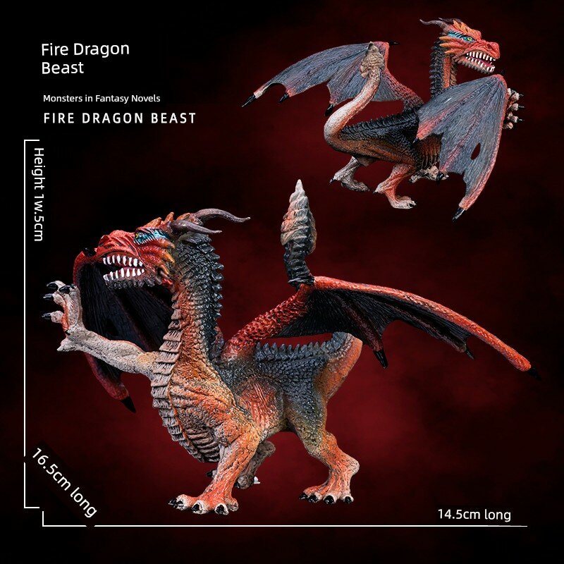 Модель мифического животного: Золотой Дракон-Кимера, имитация монстра, игрушка-украшение для детей Огненный Дракон-Зверь