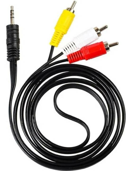 Аудио видео кабель JACK 3.5 (15мм) x 3RCA тюльпан-3 метра.