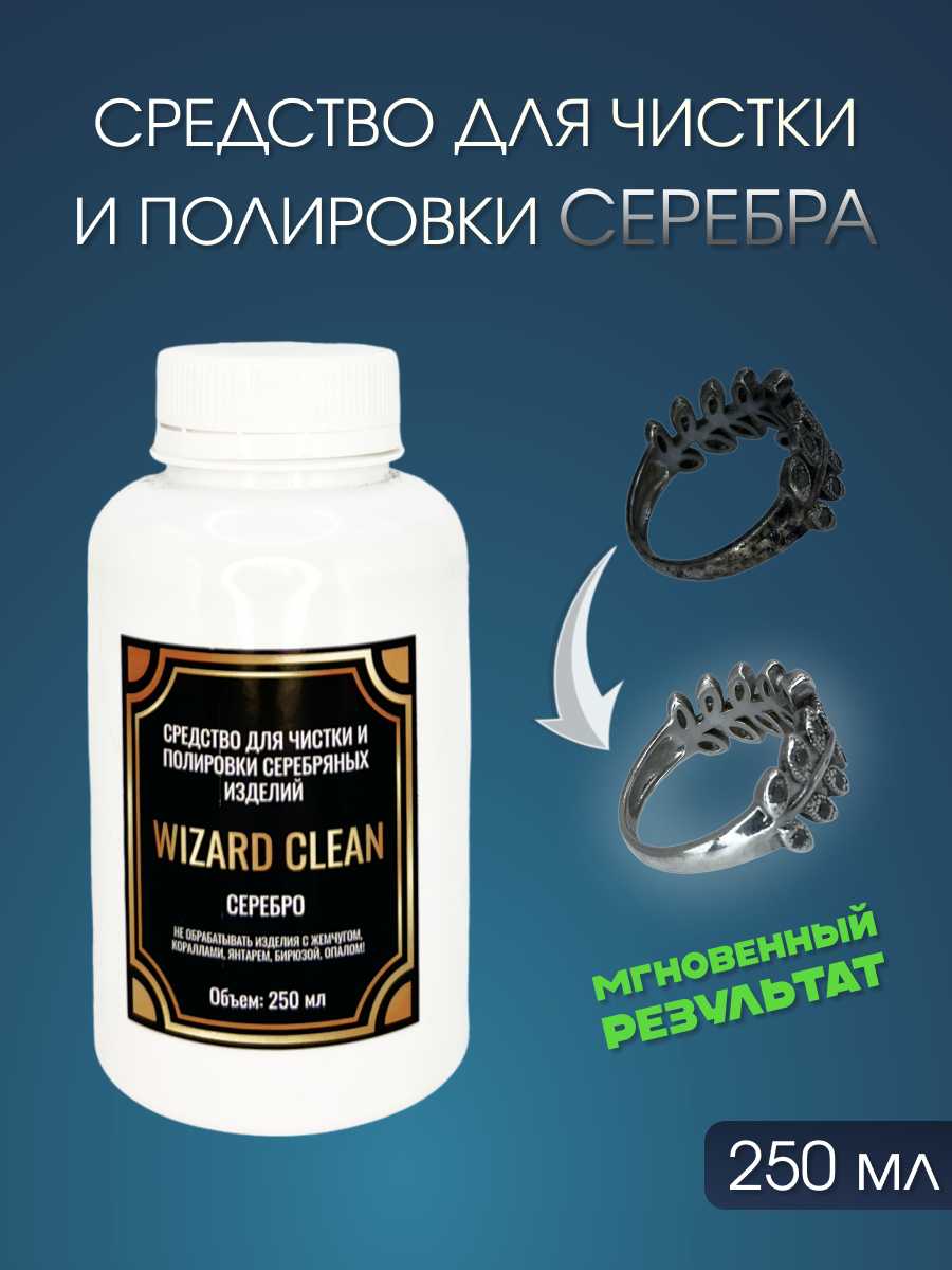 Средство для чистки и полировки серебряных изделий Wizard Clean 250мл