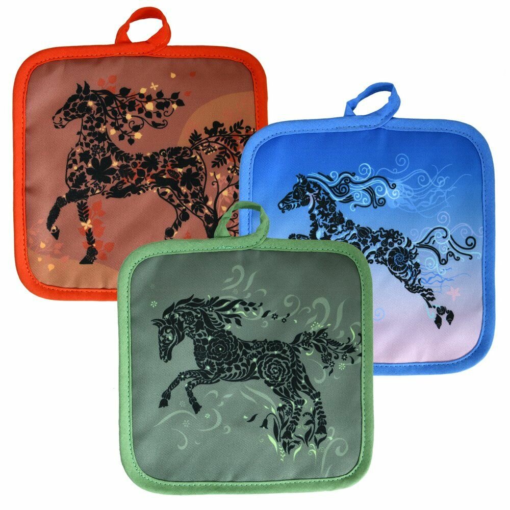 Прихватка "Спирит" набор 3 предмета, 3 дизайна, на Новый год, размер 17х17 см