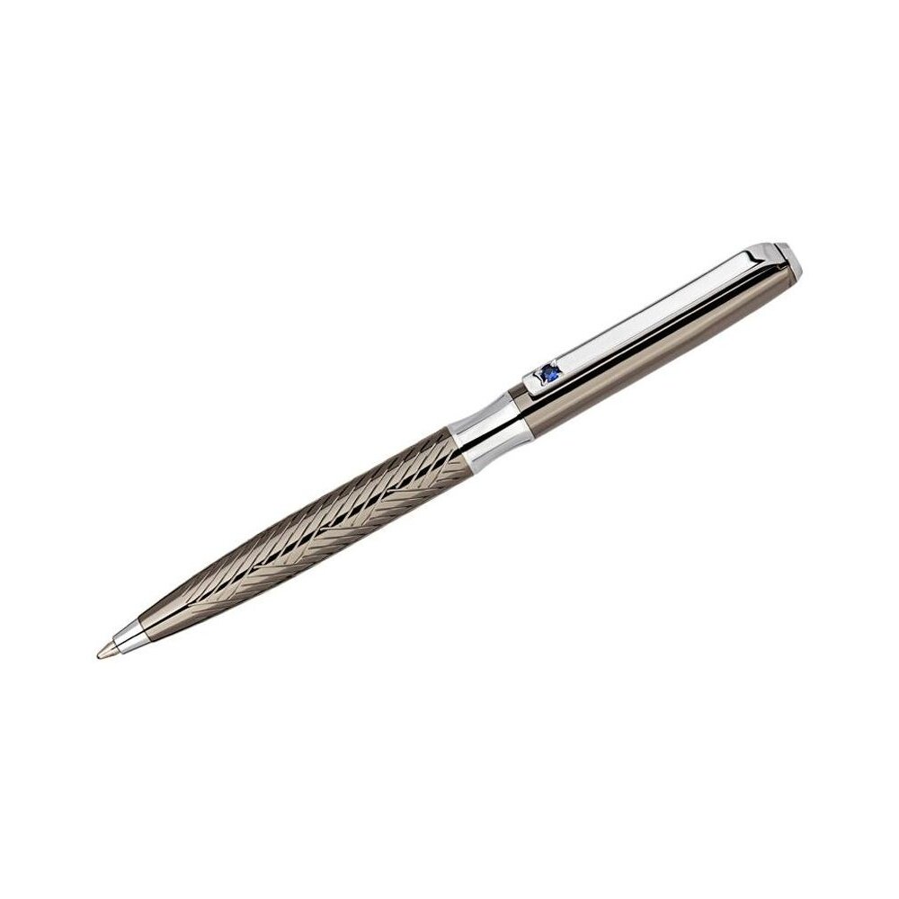 Delucci CPs_11424 Ручка шариковая delucci taglia синяя 1,0мм, корпус оружейный металл/серебро, с кристалл, подарочная упаковка