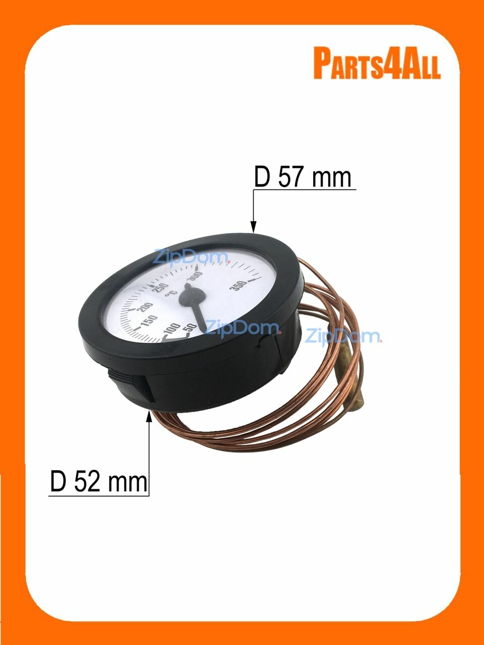 Термометр духовой печи 0-350C, L провода - 1,5 м, 52 мм, THE604UN