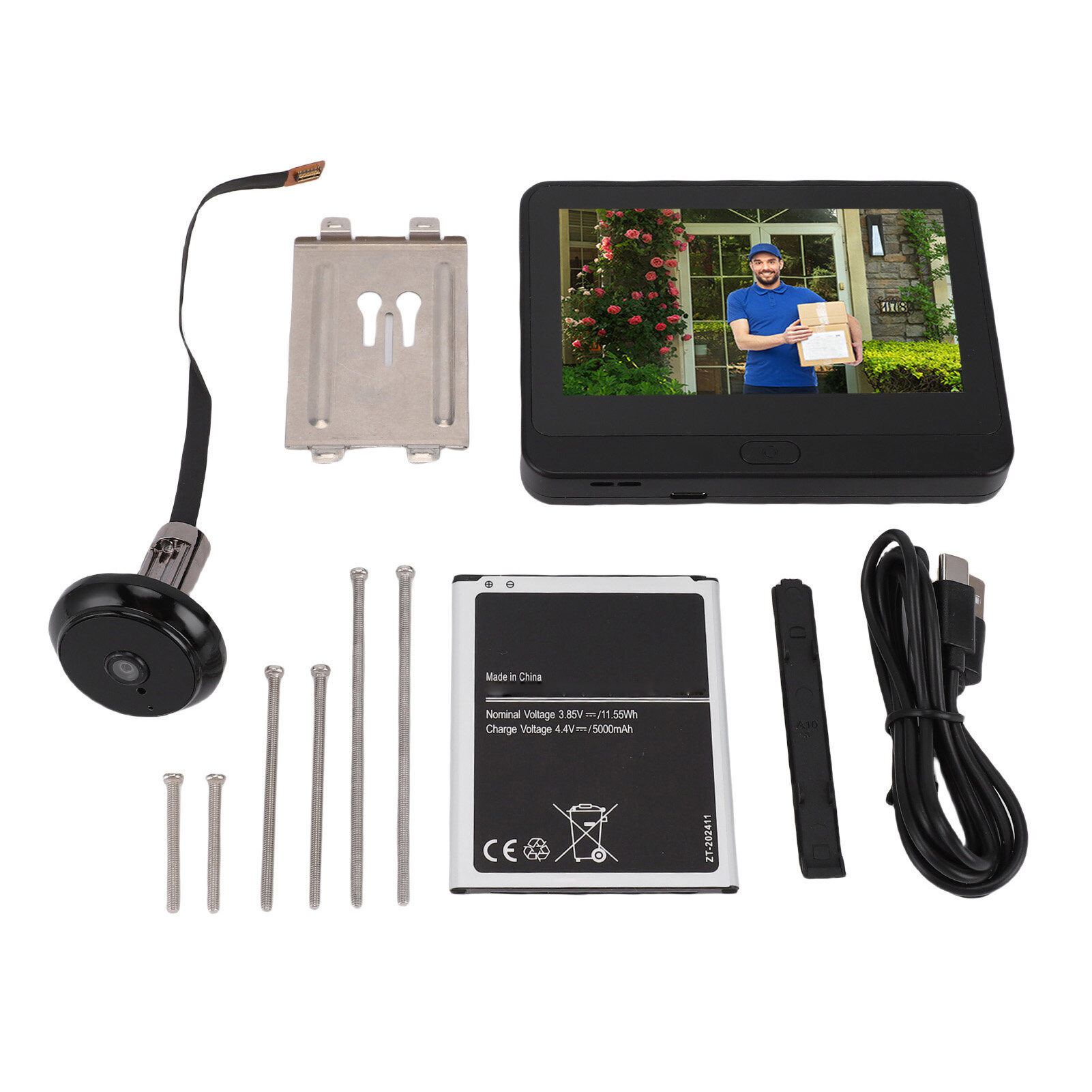 Дверной глазок с камерой 1080P, цветным ЖК-экраном 4,3 дюйма, двусторонней связью, датчиком движения PIR, цифровым дверным видоискателем для дома.