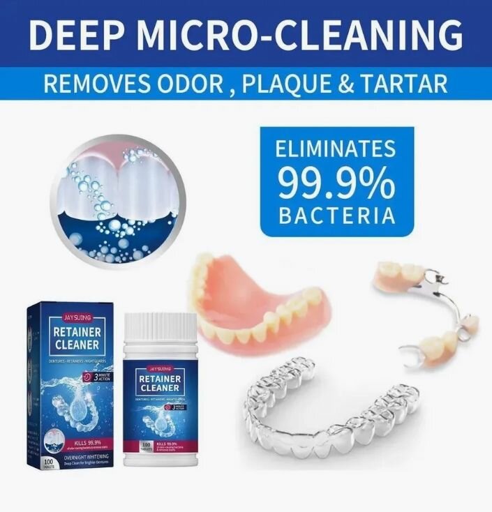 Таблетки для чистки зубных протезов и брекетов, 100 шт, органические, портативные, для ежедневной гигиены полости рта, уход за протезами и ортодонтическими конструкциями