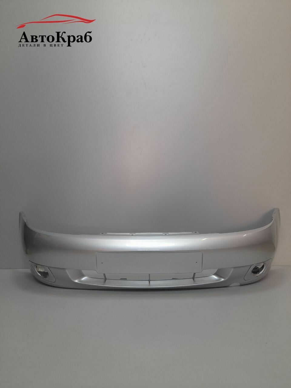 Бампер передний в цвет для Лада Калина 1 2004 — 2013, ВАЗ 1117, 1118, 1119, 691 - платина, серебристый