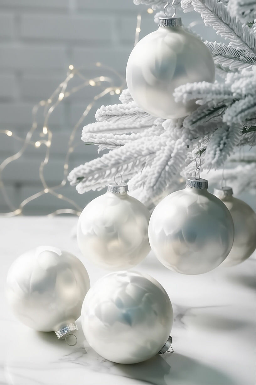 Набор стеклянных шаров, цвет: морозный белый, 80 мм, упаковка 6 шт, Winter Deco 140394