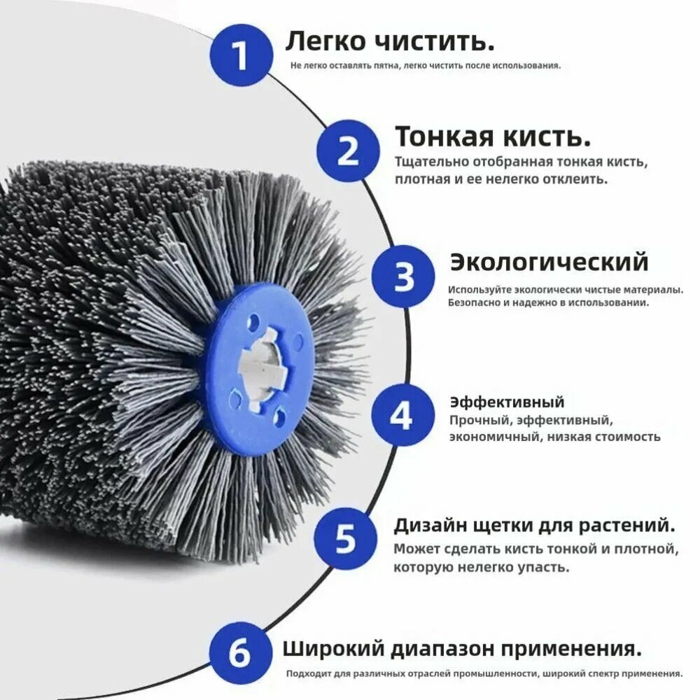 Валик ( щетка ) нейлоновый для браширования Р80, Насадки для УШМ, болгарки для полирования, шлифования, браширования.