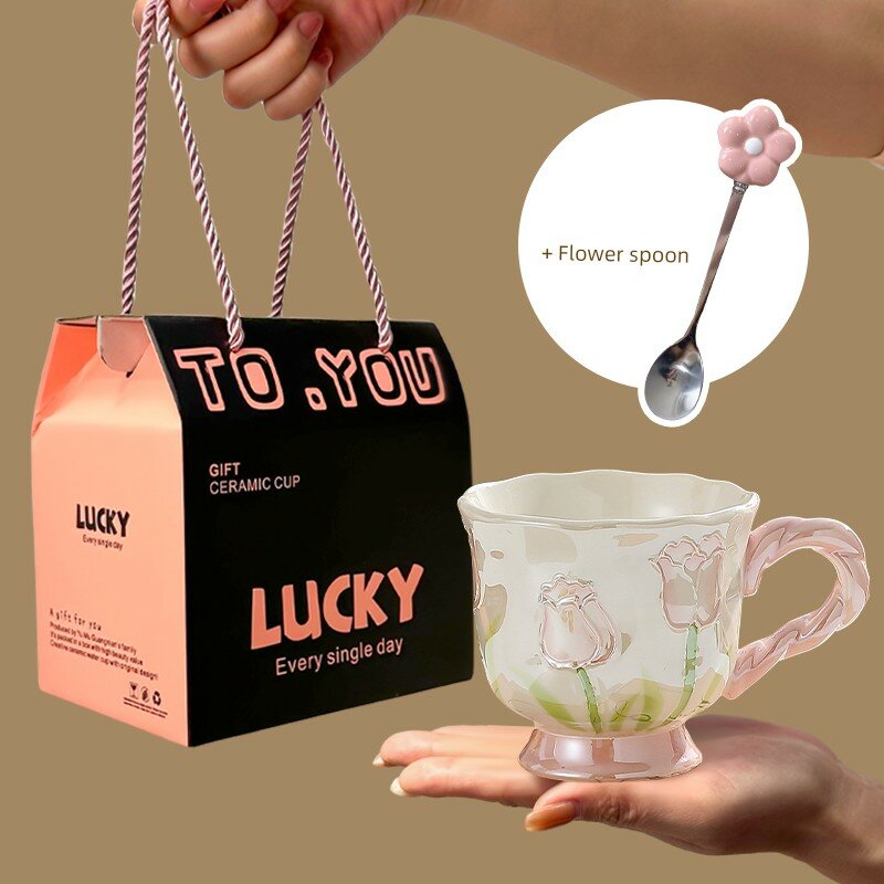 Фиолетовая кружка-тюльпан, 2024, новая чашка, высокопроизводительная керамическая чашка, офисная кофейная чашка для