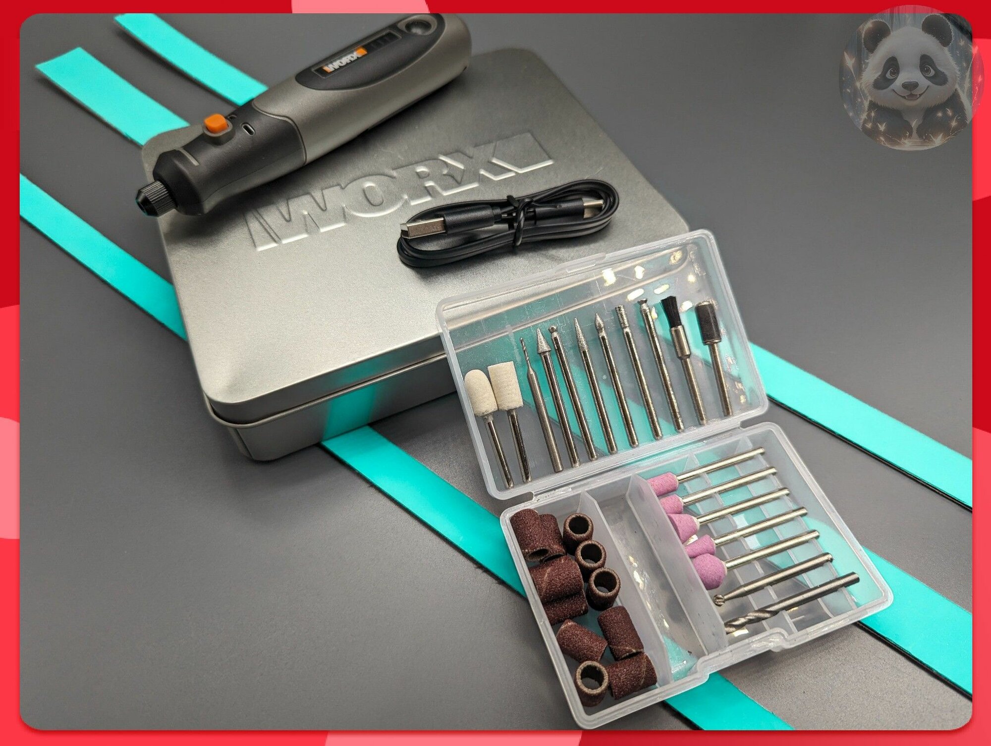 Беспроводной мини - гравер с набором насадок в металлическом контейнере - 4V - 20Вт - Worx WX750-G