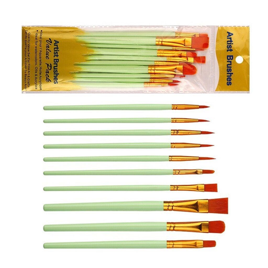 10 шт. Набор кистей нейлоновых Акварельно-акриловых Набор кистей для рисования и художественные принадлежности для детализации рисунка