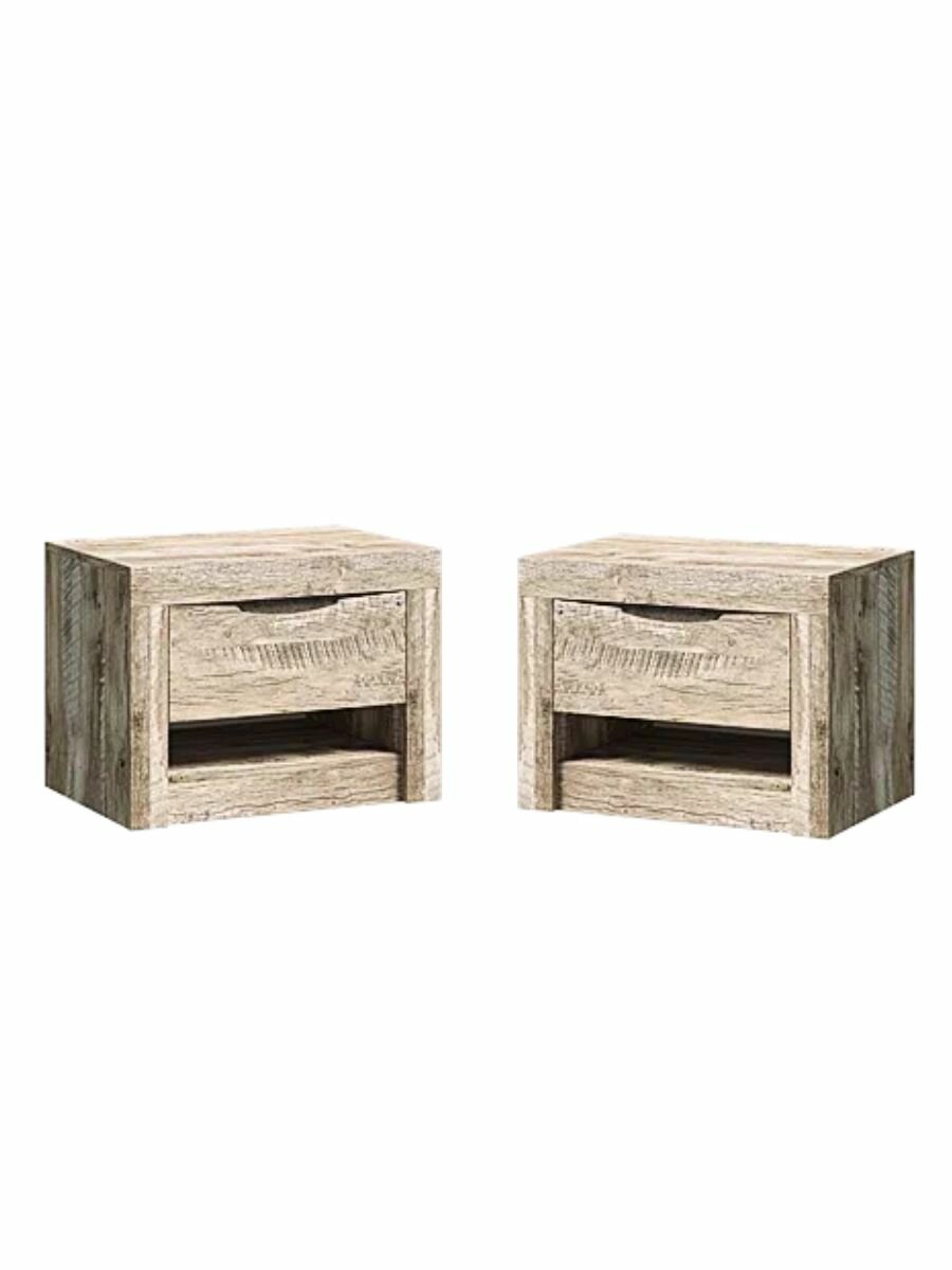 Тумбы прикроватные Ривьера 600х450х410, Дуб Юкон/Бетон темный, с выдвижными ящиками, МИФ