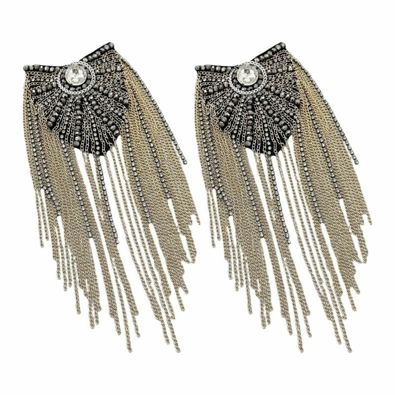 Украшенные бисером эполеты на цепочке для бороды-золото-1 пара