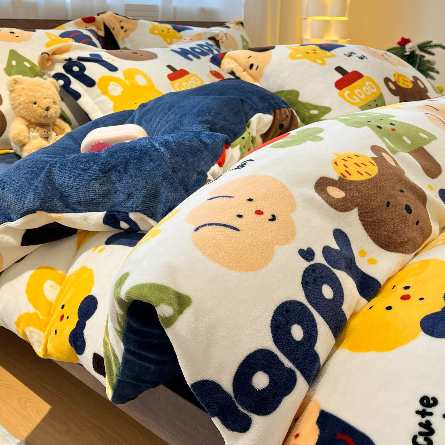 Зимний комплект постельного белья из флиса кораллового цвета из четырех предметов (класс А, пододеяльник из молочного флиса, утолщенное фланелевое постельное белье, простыни и пододеяльники на флисовой подкладке),150*200cm