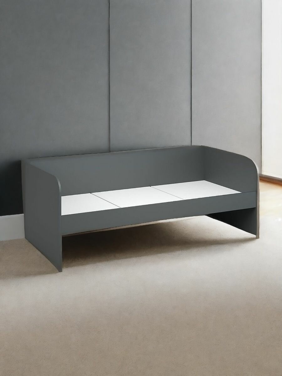 Кровать односпальная 90х200см без ящика, без ящика (основание ЛДСП) Антрацит, белый