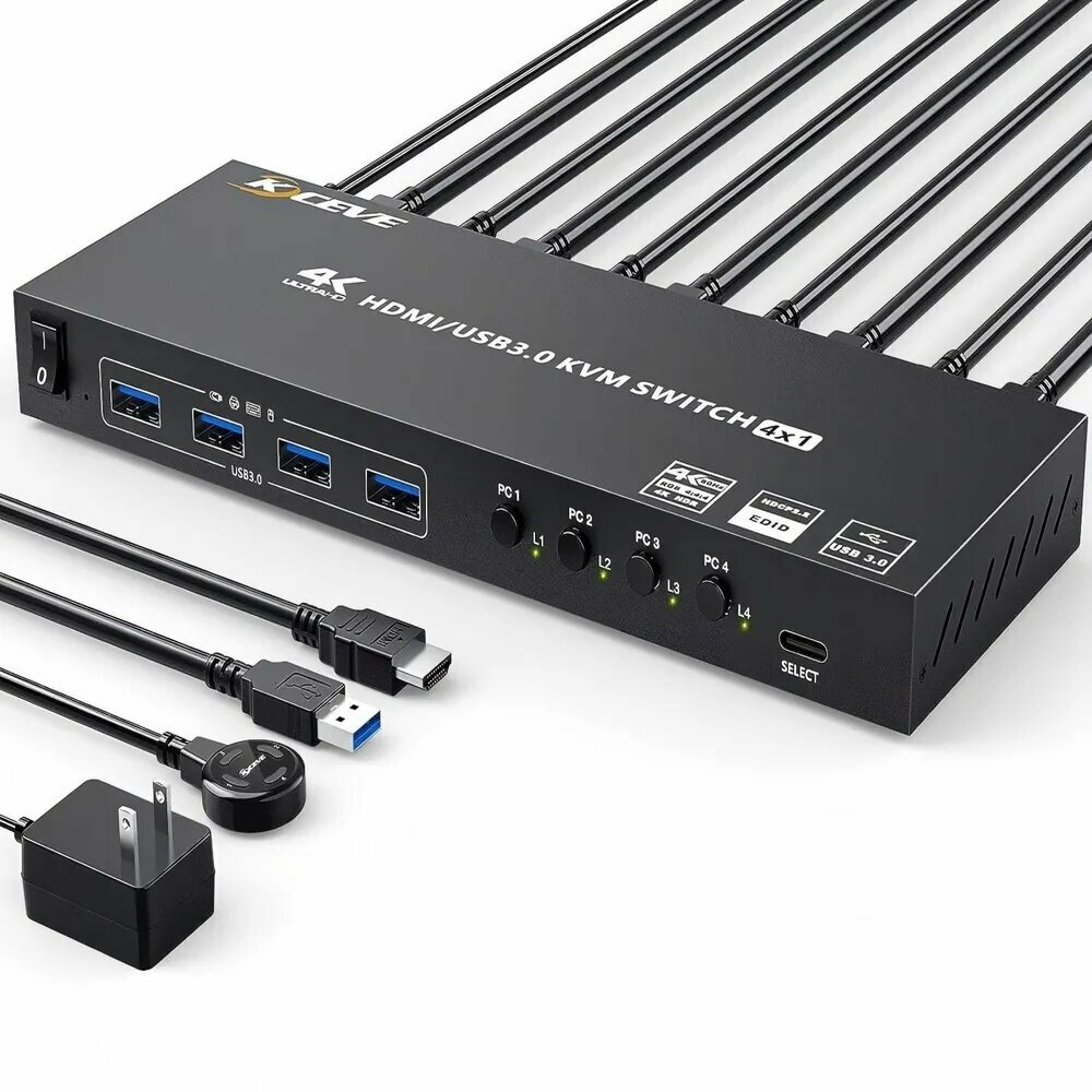 4-портовый коммутатор HDMI KVM 4K@60Hz Моделирование EDID