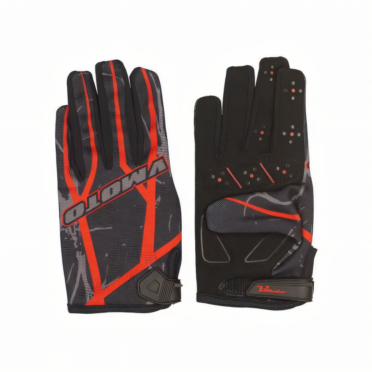 Мотоперчатки Vmoto 1265 Black/Red XL, силиконовые вставки на ладонях