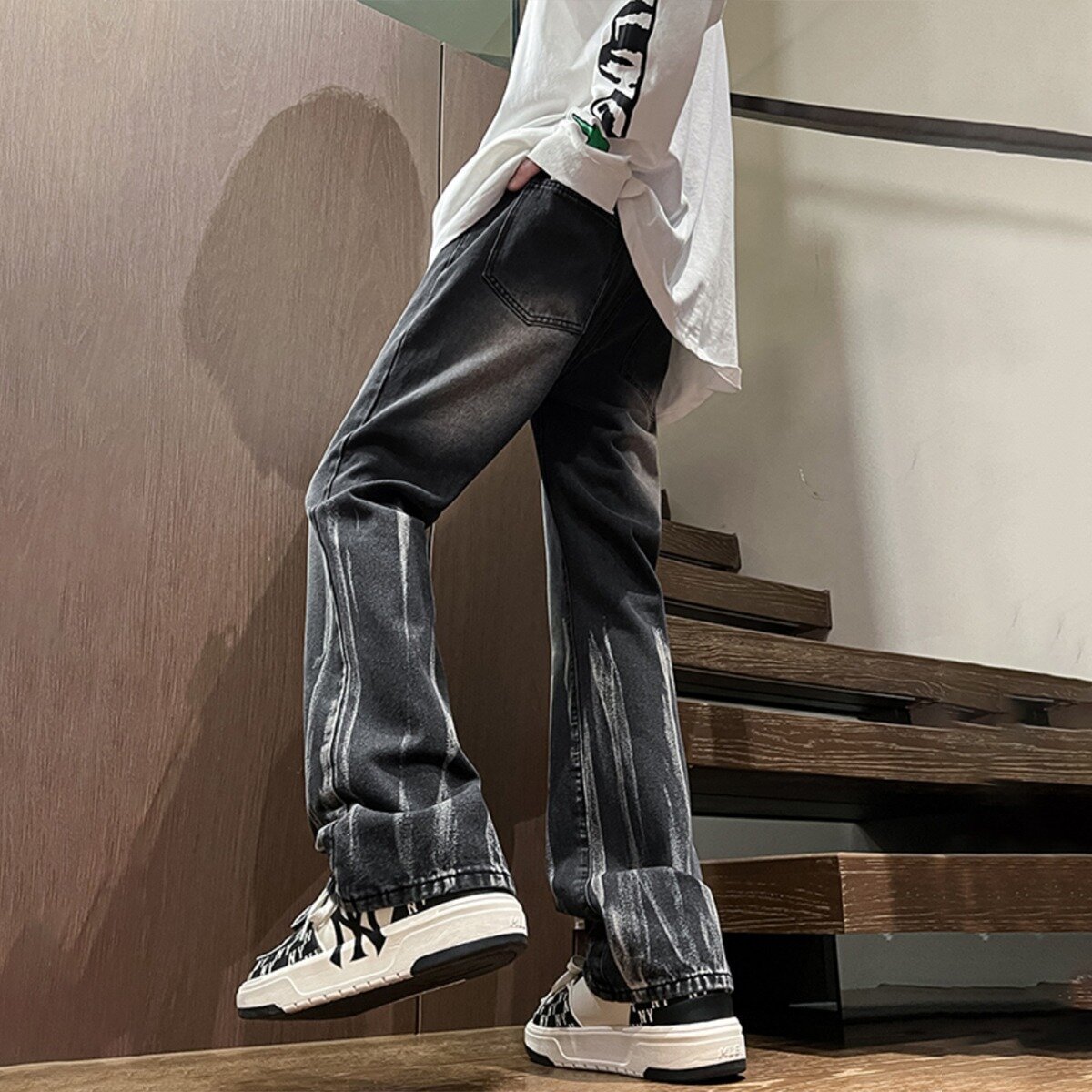 JYL Джинсы Мужские Батик Расшитые Осенние Хип-Хоп Модные Деним, Размер_XL